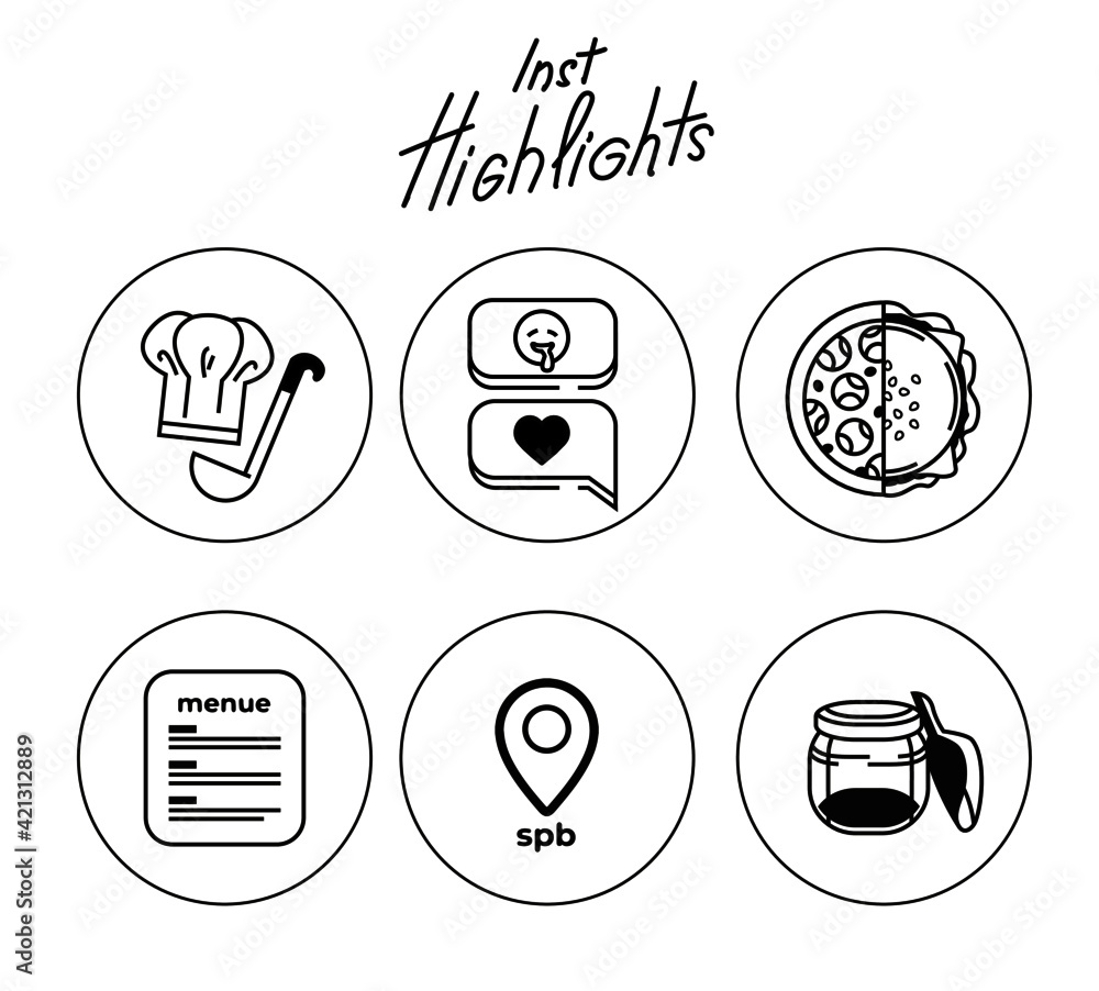food icons set instagram highlights Stock Vector | Adobe Stock