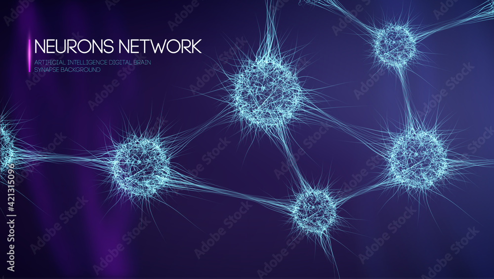 Neurons network, artificial intelligence digital brain synapse ...