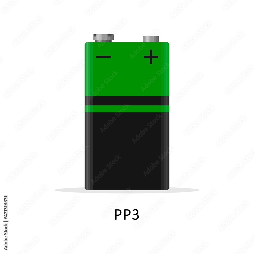 Alkaline battery PP3 isolated on white background. Rechargeable battery ...