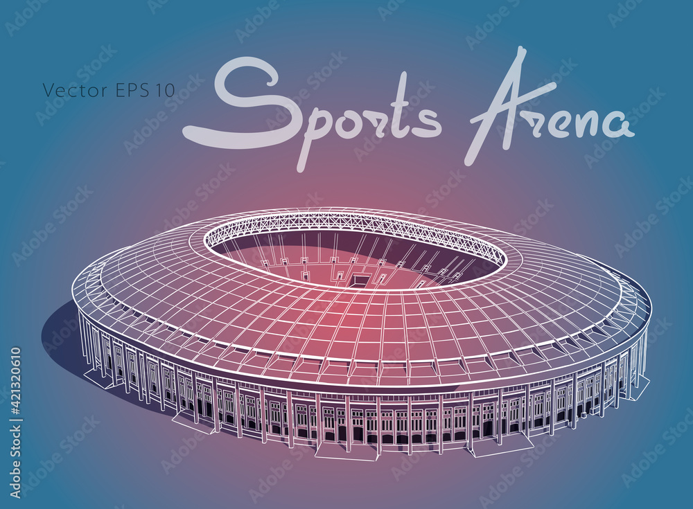 Sports arena. Hand drawn sketch vector illustration Stock Vector ...