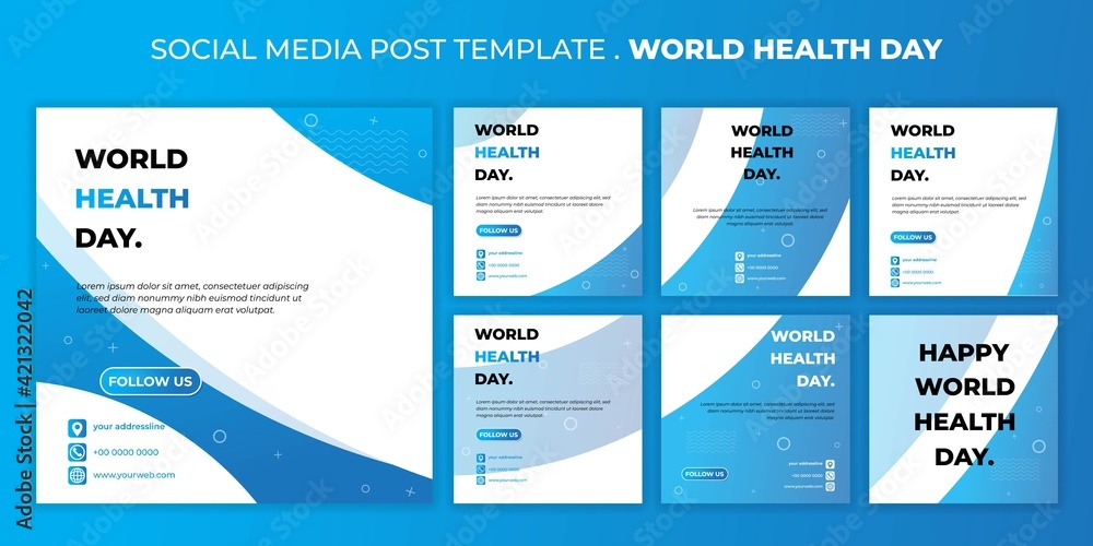 World health day design with Social media post template. set of social ...