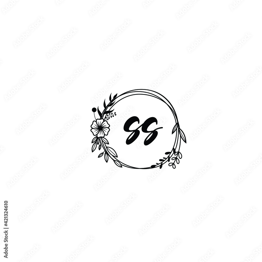 SS initial letters Wedding monogram logos, hand drawn modern ...