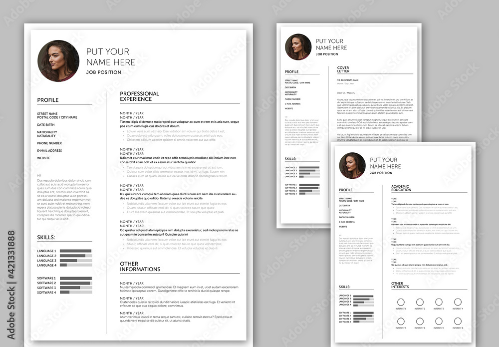 Modello Stock CV Resume and Cover Letter Layout | Adobe Stock
