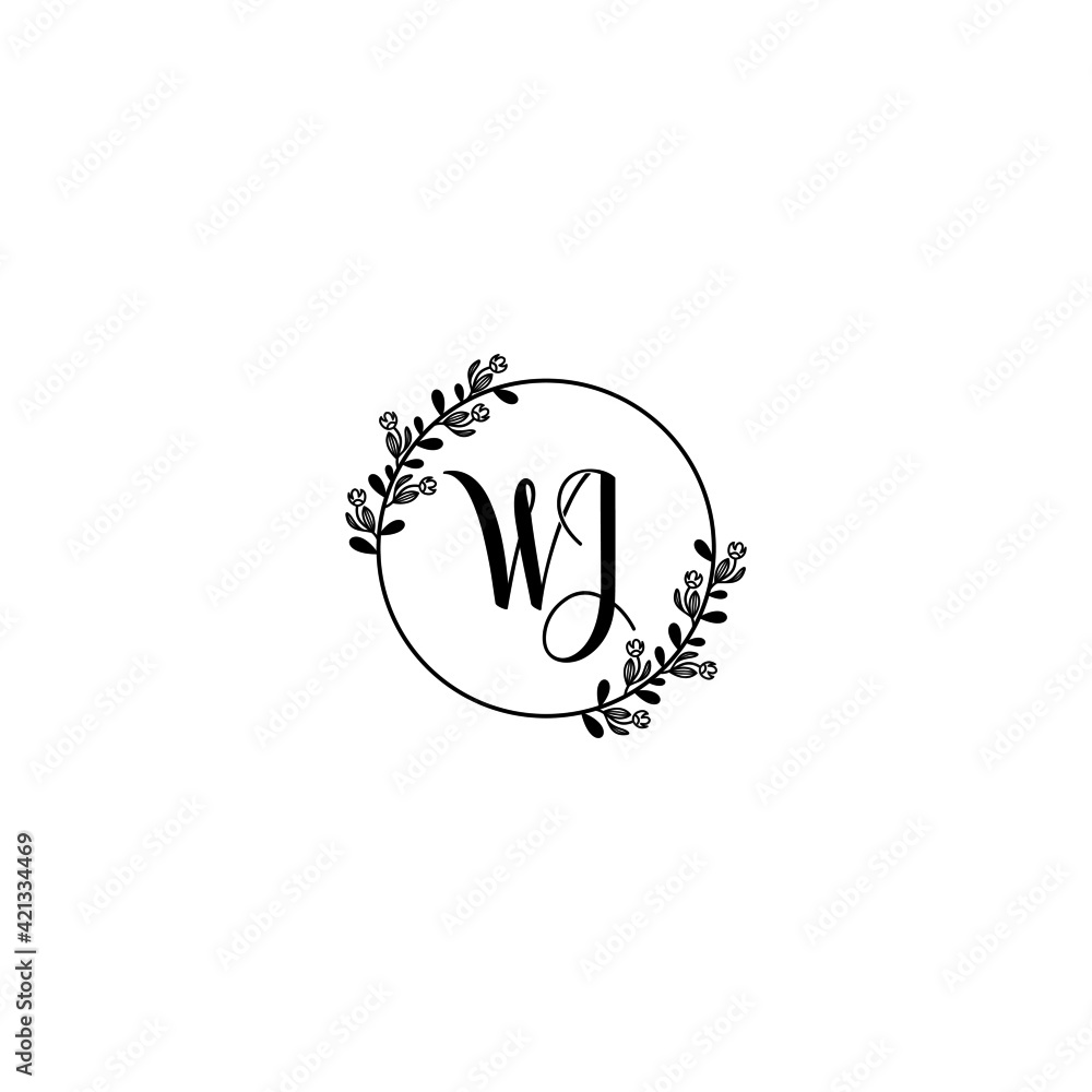WJ initial letters Wedding monogram logos, hand drawn modern ...