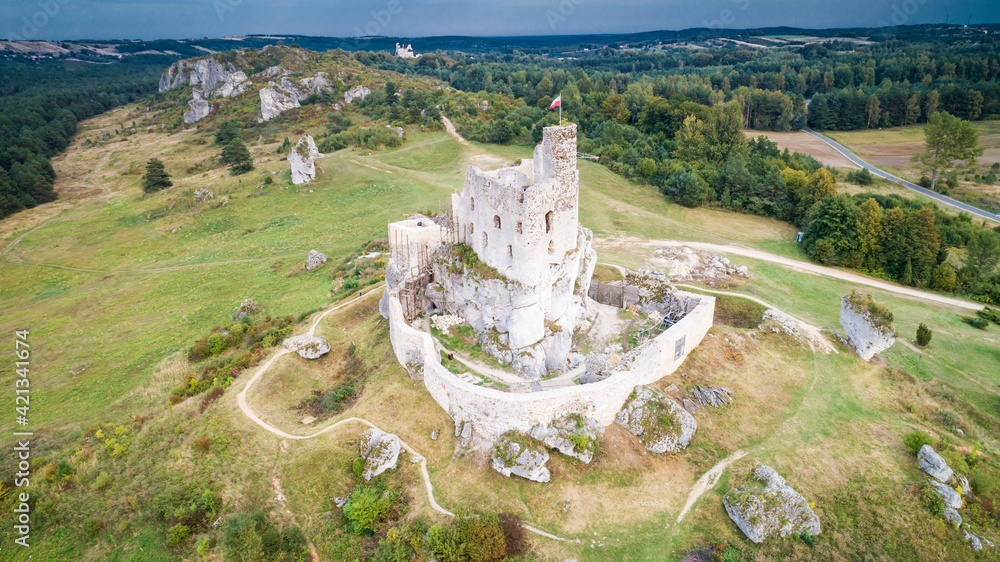 Mirow Castle, an old medieval fortress or royal castle in the village ...