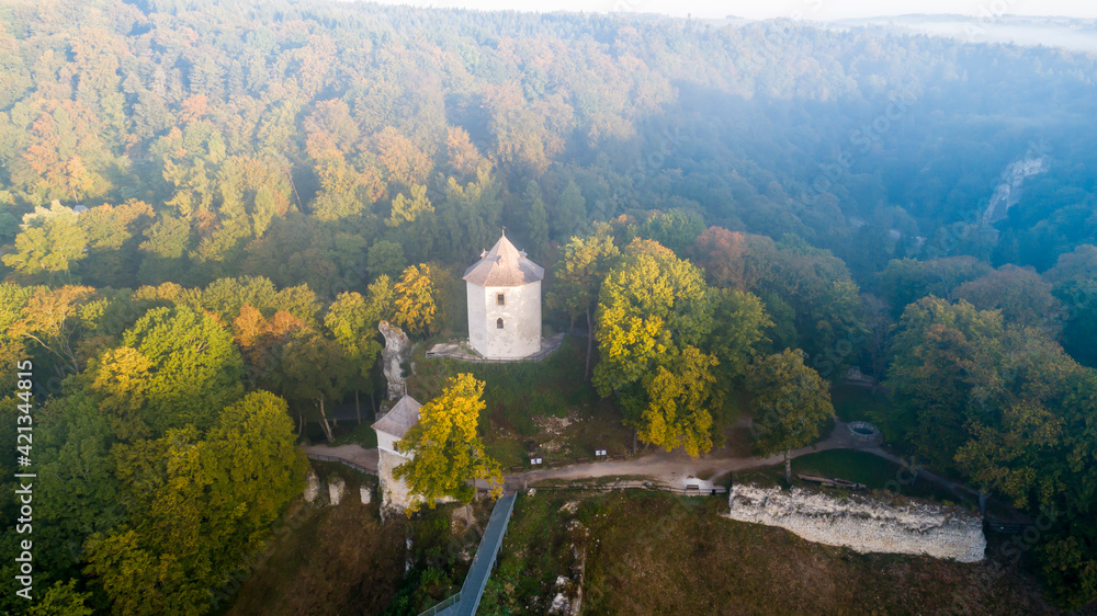 Ojcow castle. Medieval castle in the village of Ojcow in the autumn ...