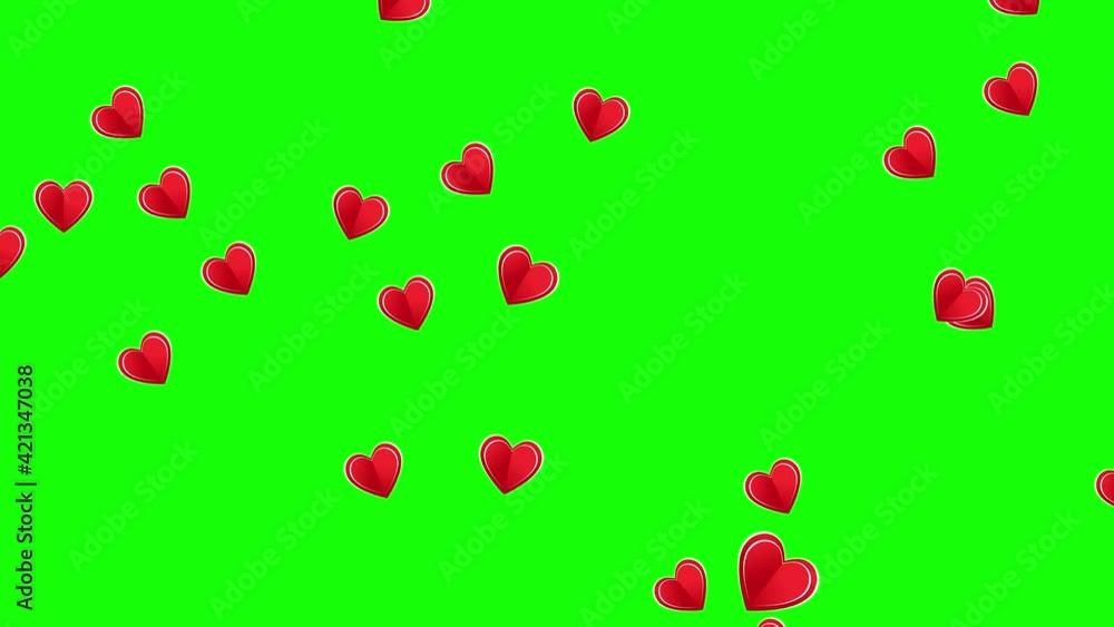 Flying hearts animation on green screen. 4k 2d video template Stock ...