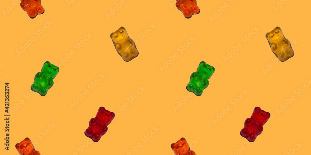 Seamless repeating pattern of marmalade food bears. Banner or wallpaper ...