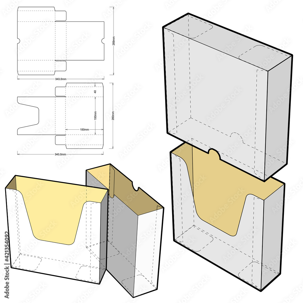 Folding Box and Die-cut Pattern. Ease of assembly, no need for glue ...