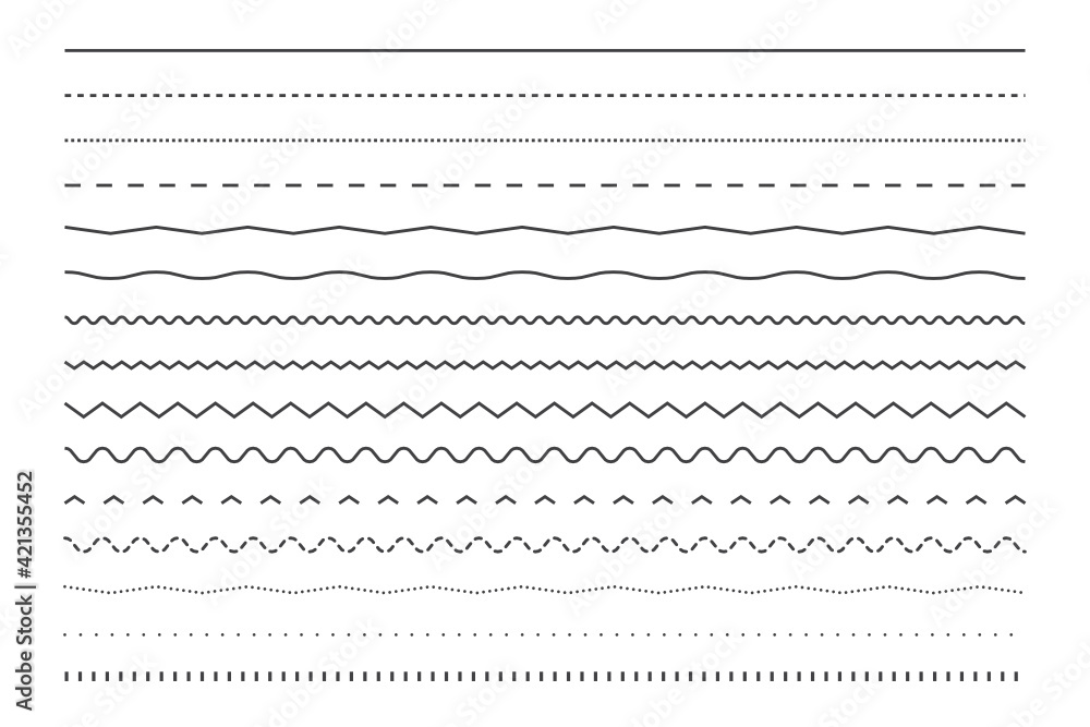 Line Border Set, Dotted Lines, Wavy Line Border, Wave Lines, Line ...