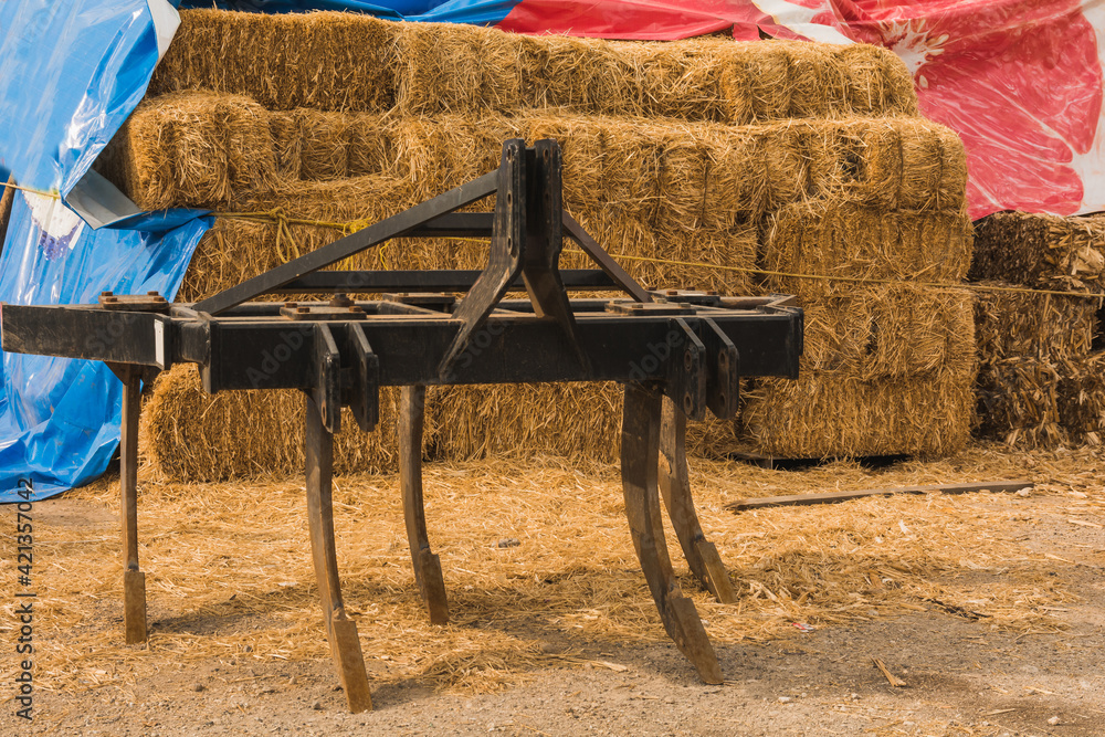 Plows and agricultural instruments, materials used for planting corn ...