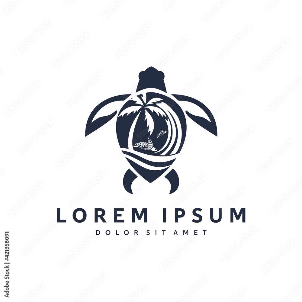 sea and turtle logo design modern templates Stock Vector | Adobe Stock