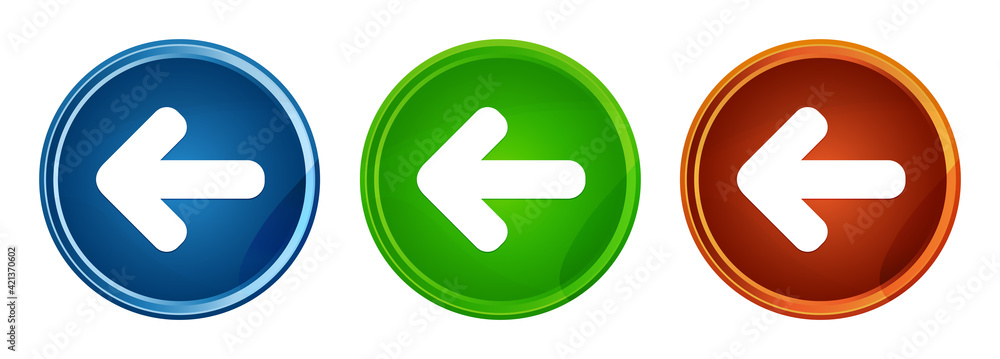 Back arrow icon stylish round button set glass design Stock Vector ...