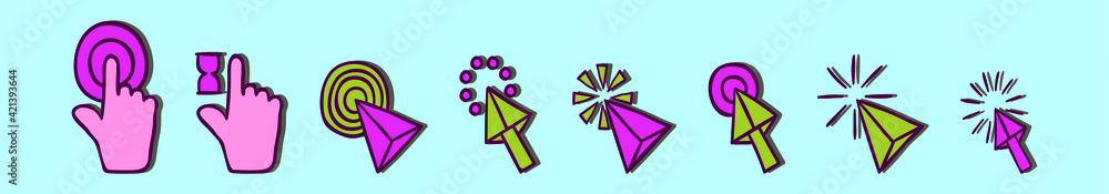 set of mouse over cartoon icon design template with various models ...