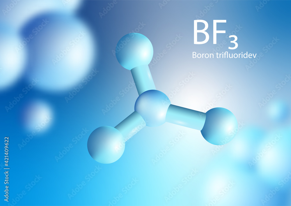 Vecteur Stock Blue 3D shape of Trigonal planar is a molecular geometry ...