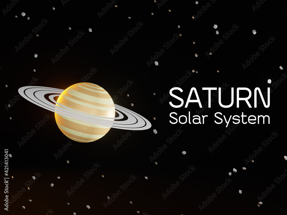SATURN in a space background, Planet in the solar system - 3D render ...