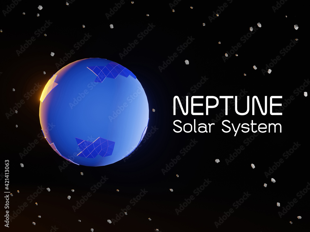 NEPTUNE in a space background, Planet in the solar system - 3D render ...