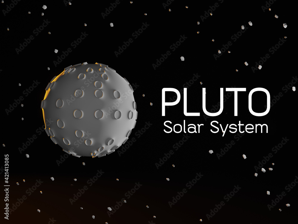 Pluto in a space background, Planet in the solar system - 3D render ...