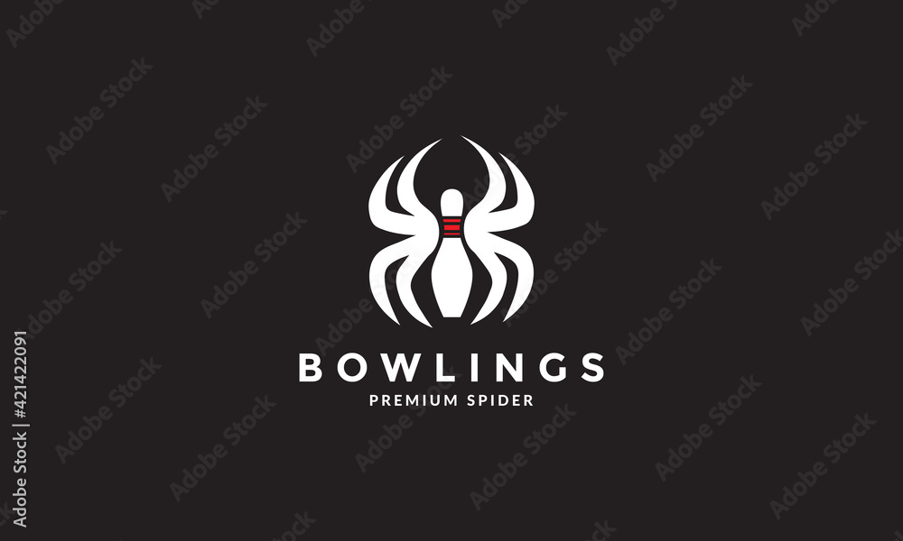 spider with pin bowling logo vector symbol icon design illustration ...