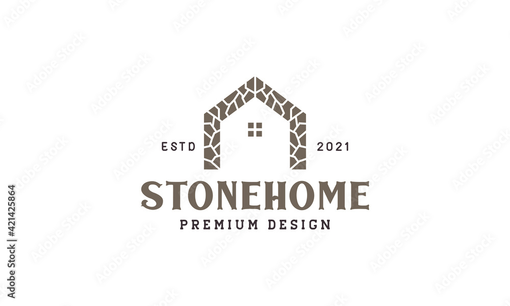 stone brick home vintage logo vector symbol icon design illustration ...
