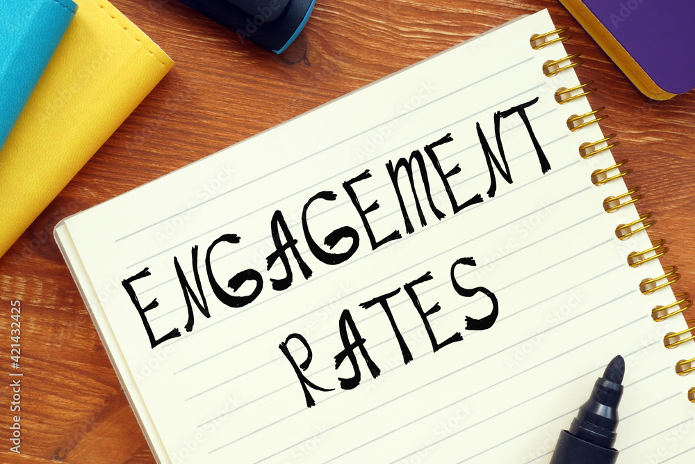 Conceptual photo about ENGAGEMENT RATES question marks with handwritten ...