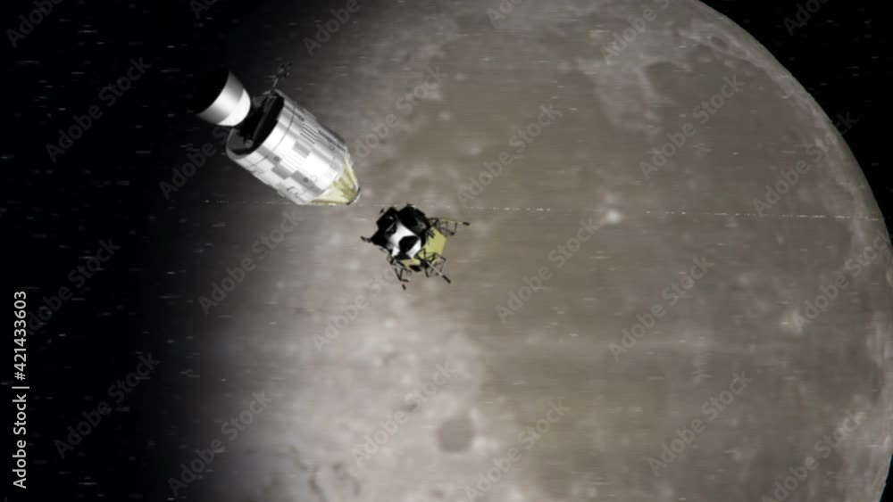 Lunar Module on the Orbit. Undocking the lunar module from the main ...