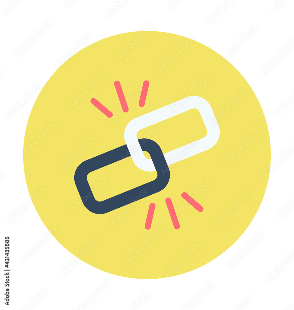 Broken Chain Colored Vector Icon Stock Vector | Adobe Stock