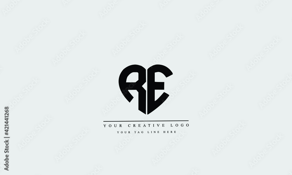 Letter Logo Design with Creative Modern Trendy Typography RE, ER, R and ...