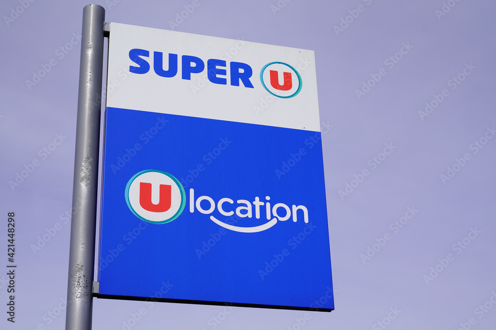 super u location sign text and brand logo of rent agency van rental ...