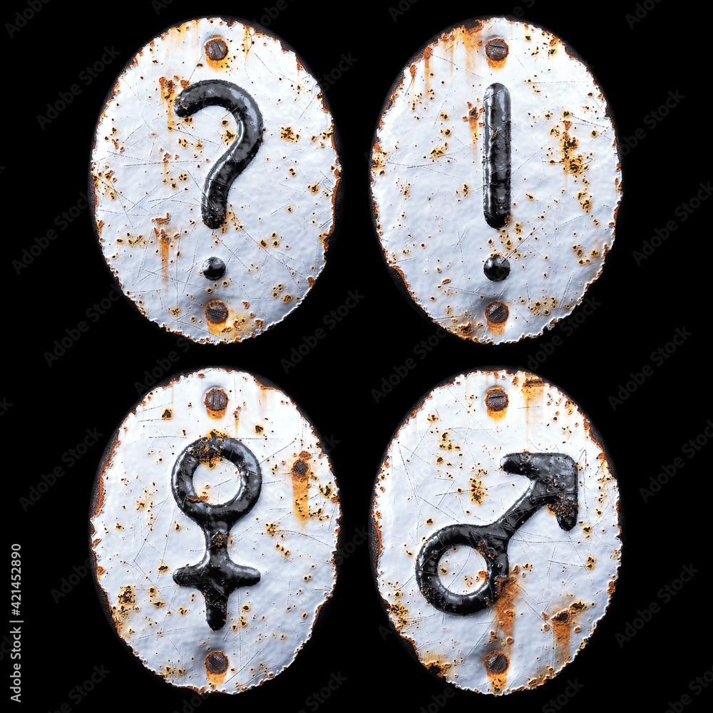 Set of symbols question mark, exclamation point, female, male made of ...