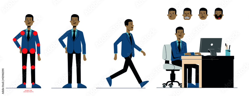 Black Business Man for Animation (Rigging) Stock Vector | Adobe Stock