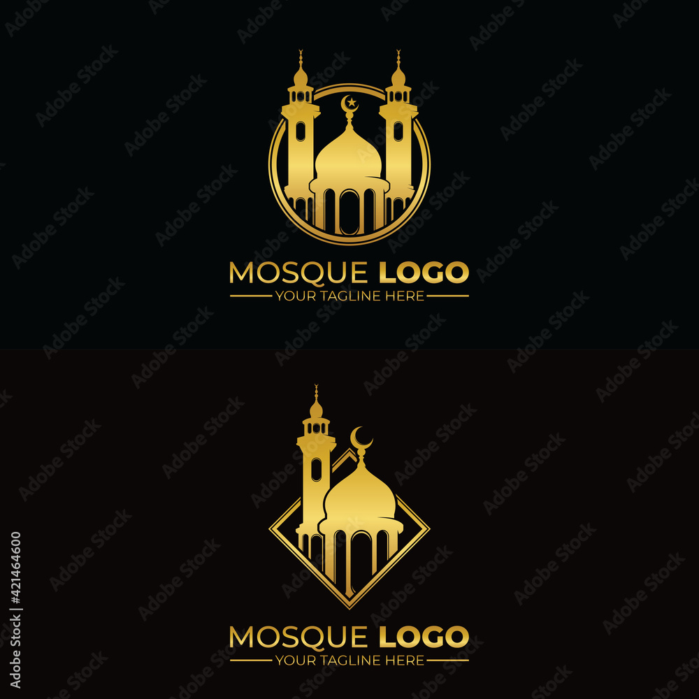 Islamic mosque logo design inspiration Stock Vector | Adobe Stock