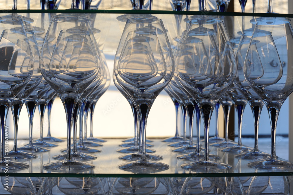 Artistic transparent crystal wine glass collection with beautiful ...