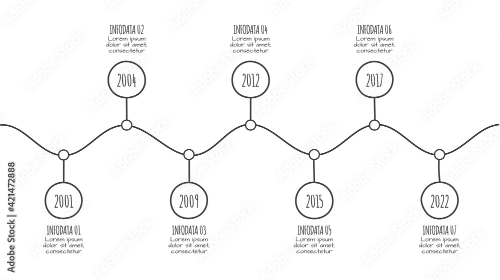 Doodle infographic elements with 7 options. Hand drawn icons. Thin line ...