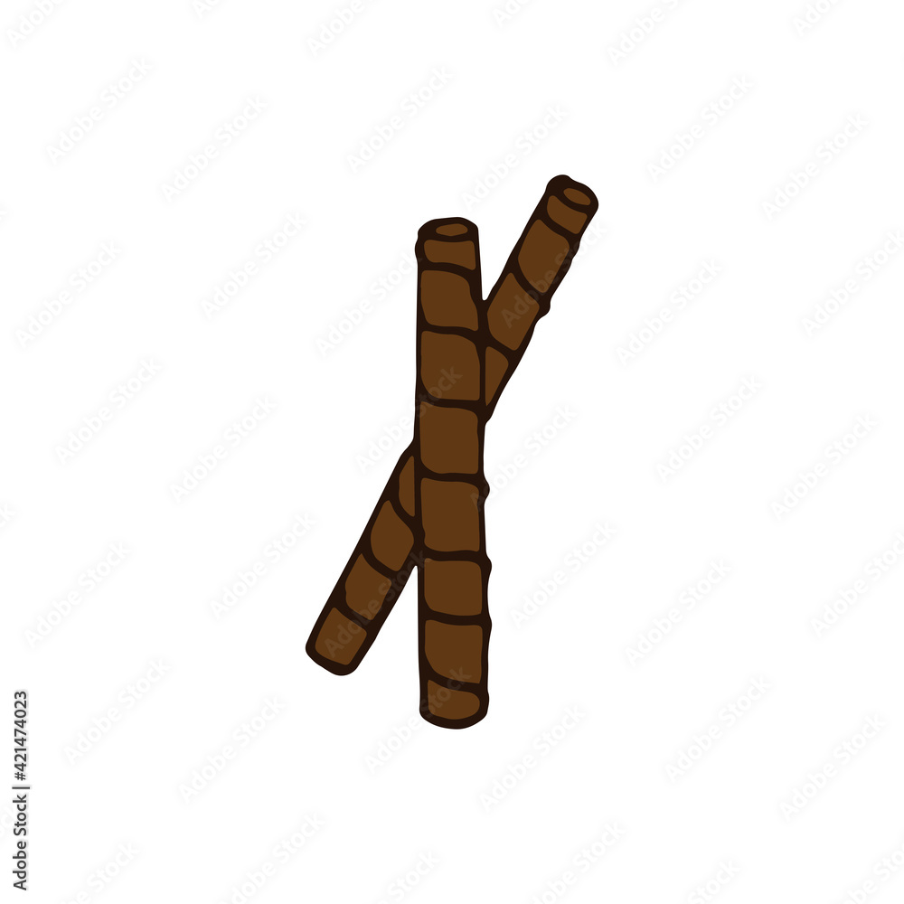 chocolate wafer stick icon. sweet dessert on white background. striped ...