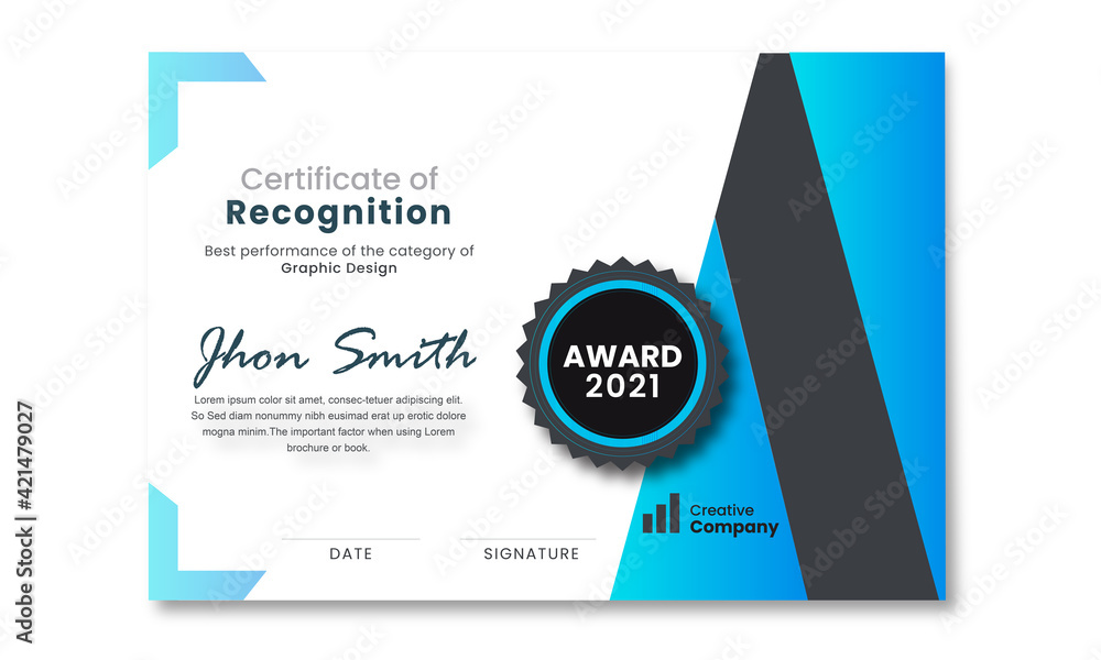 Award certificate of recognition vector layout print ready Stock Vector ...