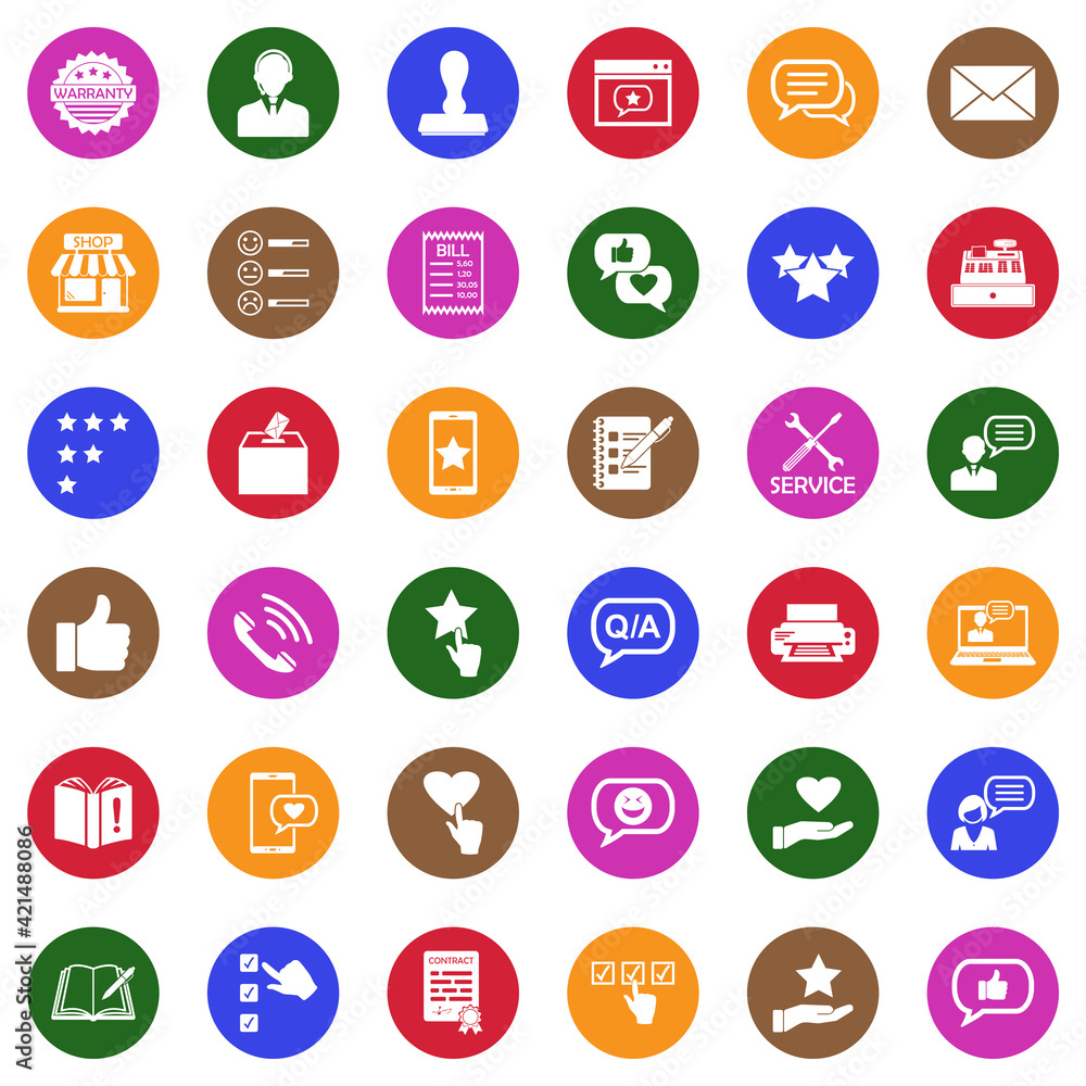 Complaint Icons. White Flat Design In Circle. Vector Illustration ...