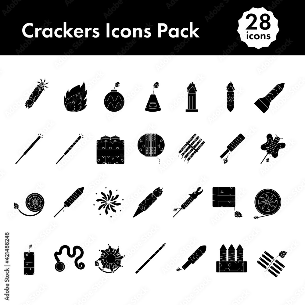 Glyph Style Set Of Crackers Icon Or Symbol. Stock Vector | Adobe Stock
