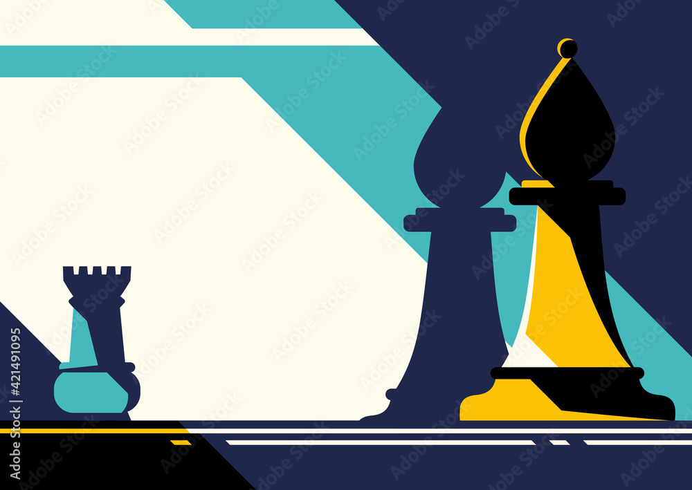 Abstract banner template with chess pieces. Strategy concept art in ...
