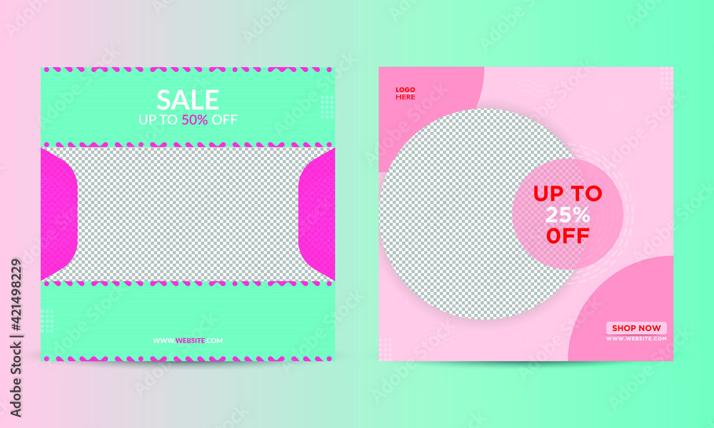 Set of Editable minimal square banner template. background-color with ...