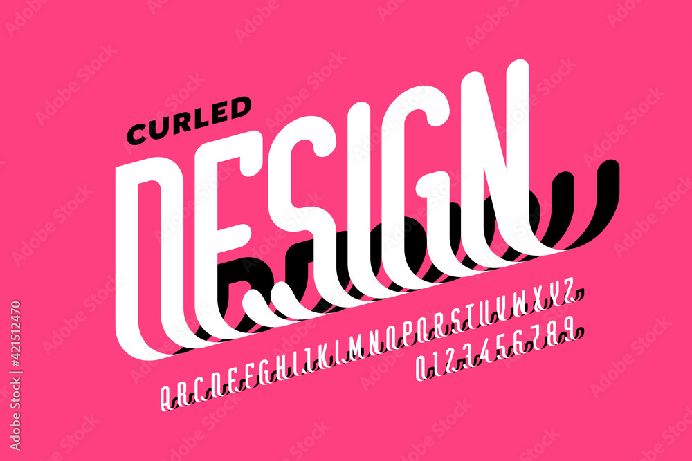 Curled style font design, alphabet letters and numbers Stock Vector ...