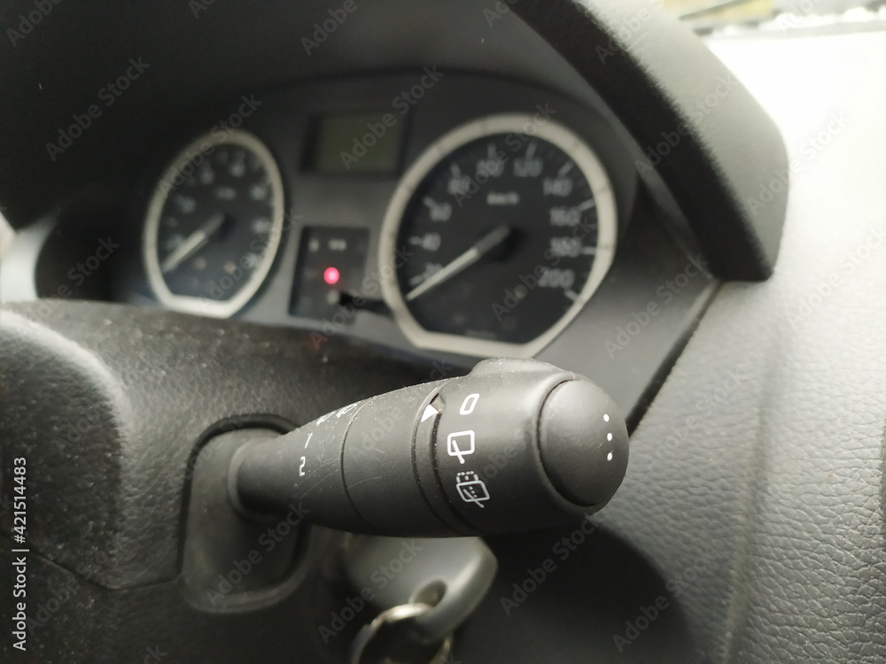 Close-up view in car dashboard with instruments of measurement in car ...