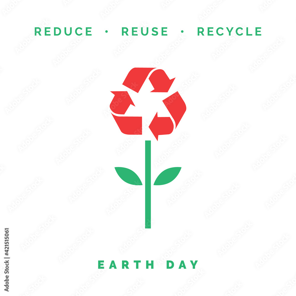 Earth Day Square Banner with Recycling Plant Illustration Symbol. Earth ...