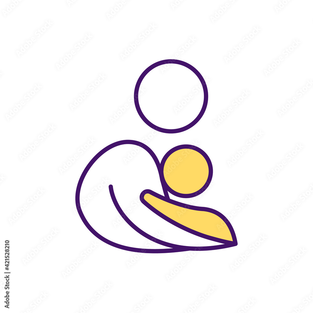 Maternal bond RGB color icon. Relationship between baby and mother ...