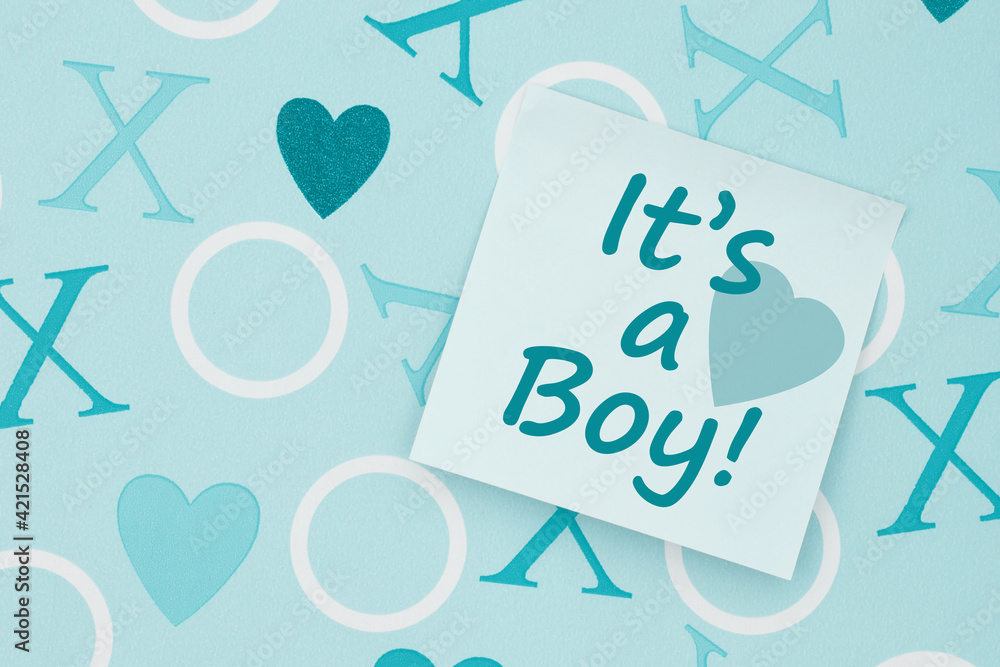 Its a boy message on a sticky note Stock Photo | Adobe Stock