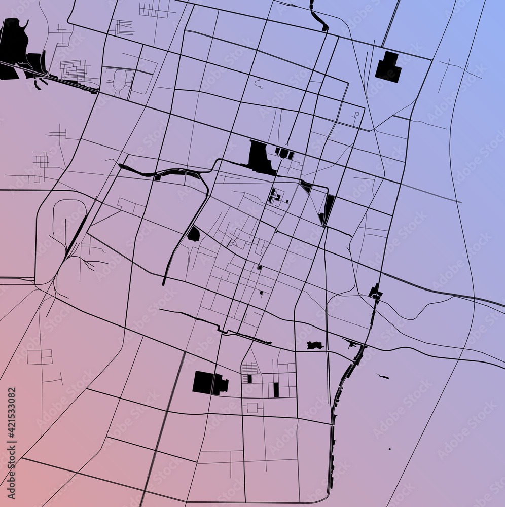 Changzhi, Shanxi, China (CHN) - Urban vector city map with parks, rail ...