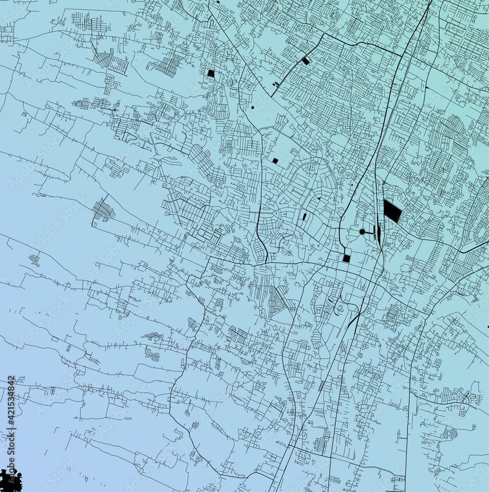 Malang, Jawa Timur, Indonesia (IDN) - Urban vector city map with parks ...