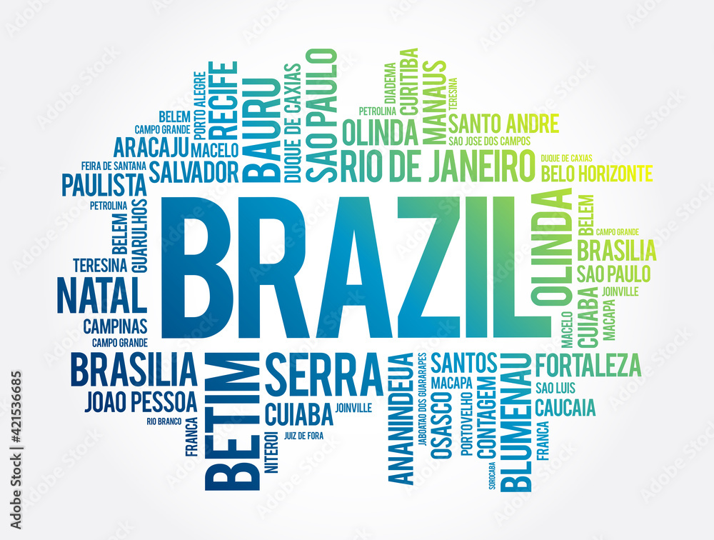 List of cities and towns in Brazil, word cloud collage, business and ...