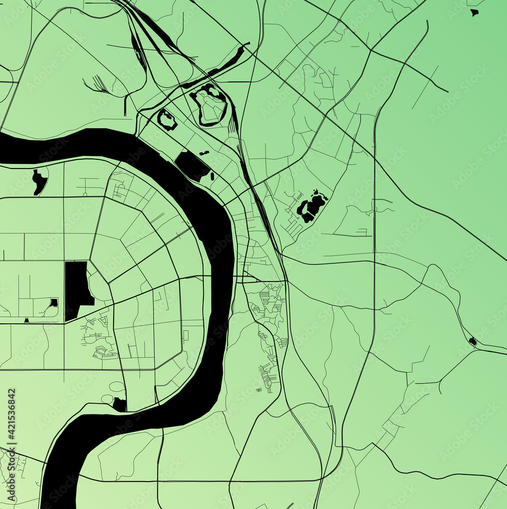 Zhuzhou, Hunan, China (CHN) - Urban vector city map with parks, rail ...