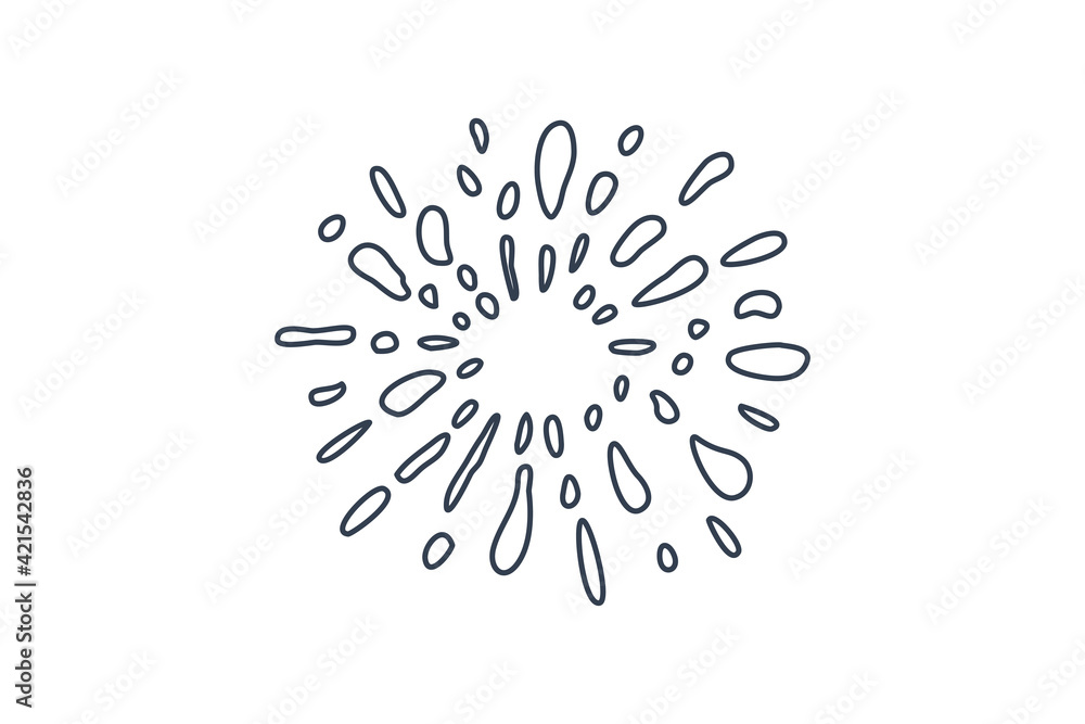 Water Explosion Starburst Doodle Icon Line isolated on White Background ...